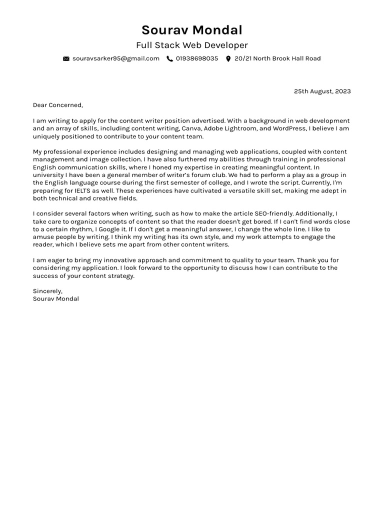 Sourav - Mondal - CoverLetter - 26 08 2023 05 34 15 | PDF