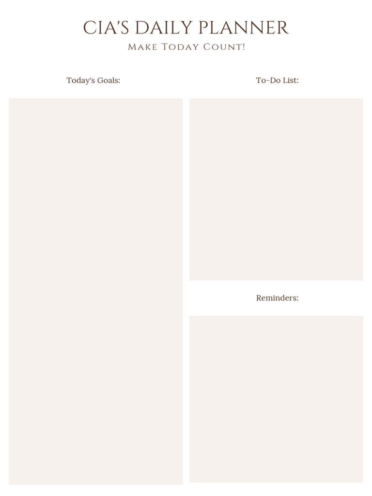 Cia'S Daily Planner: Make Today Count! | PDF