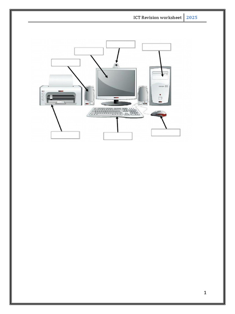 ICT Computer Revision Worksheet 2025 | PDF | Input/Output | Computer ...