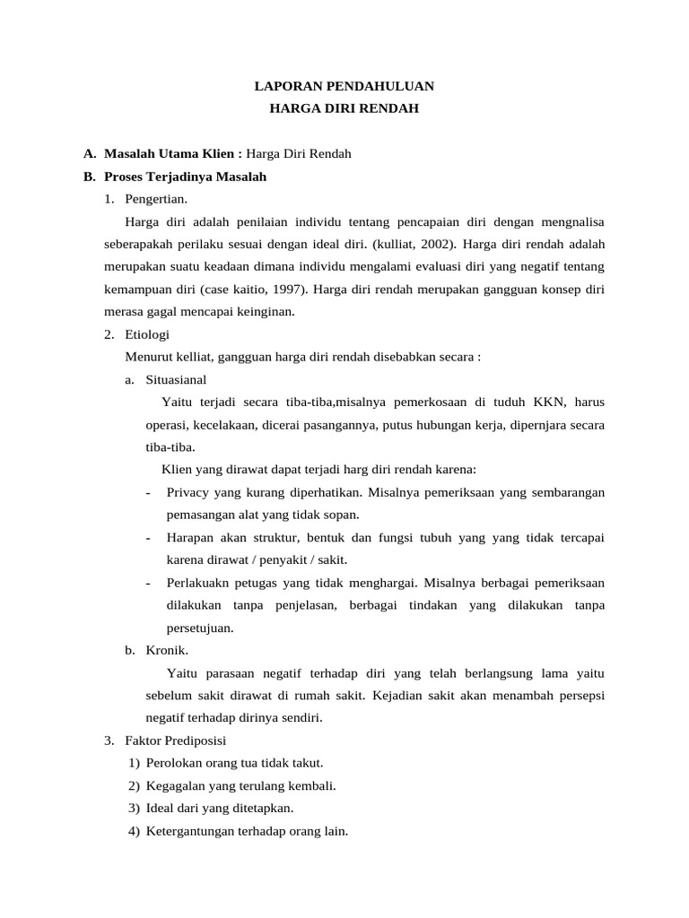 LP Harga Diri Rendah | PDF