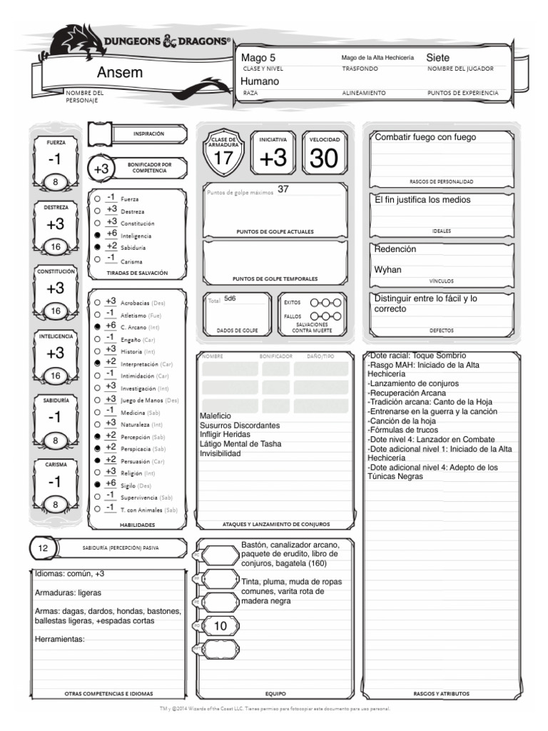 Ficha_2019_D&D_5aEd_hoja_Editable copy copy | PDF