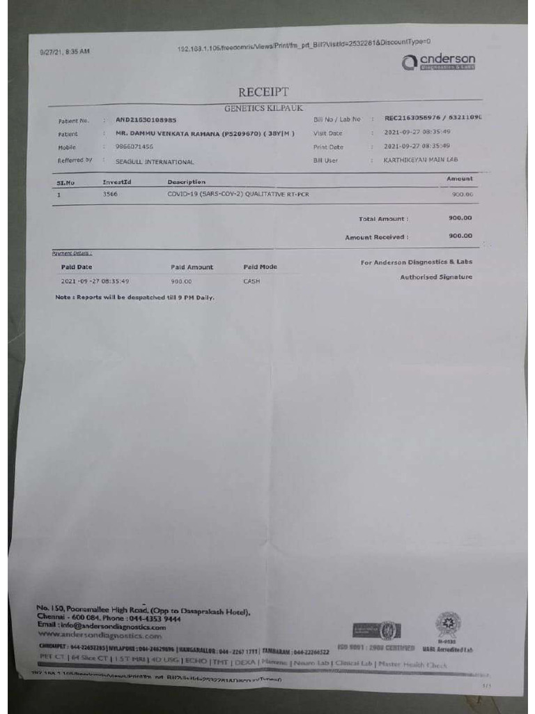 PCR Bill - Dammu Venkat Ramana | PDF