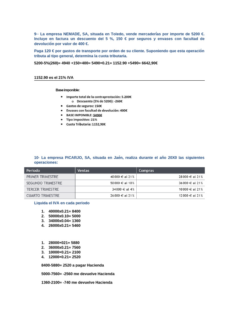 Ejercicios Iva | PDF