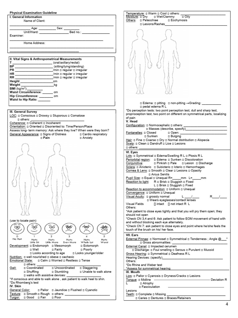 Comprehensive Physical Exam Template | PDF | Human Nose | Eye