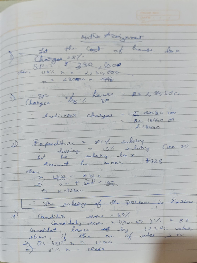 Maths Assignment - Aakash | PDF