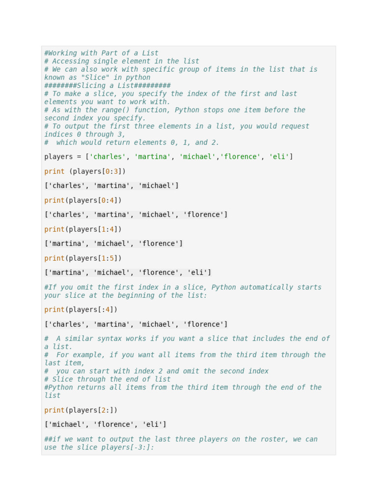 Python List Slicing and Copying Guide | PDF | Computer Programming | Computer Science