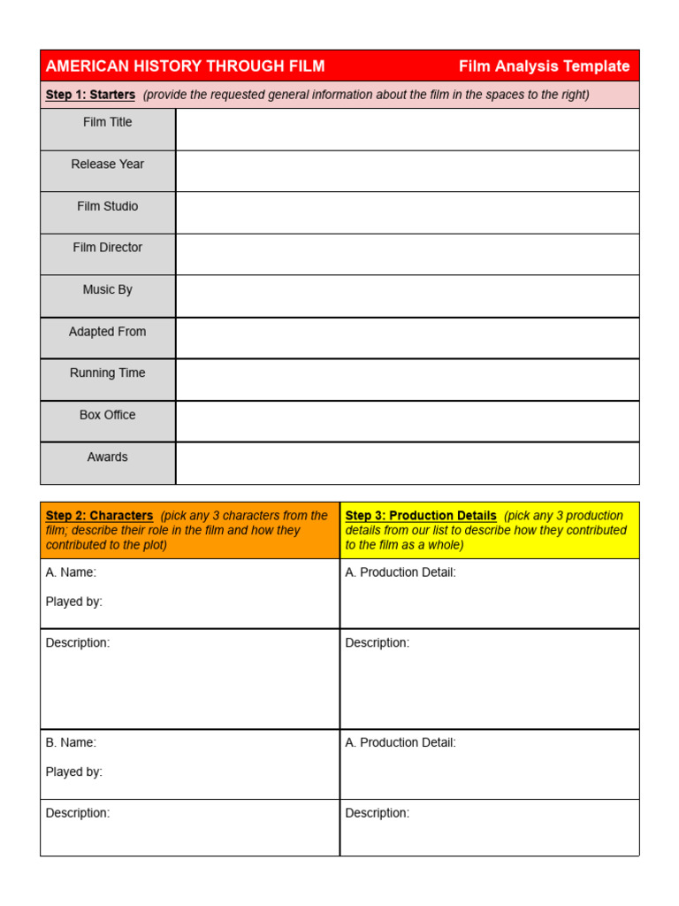 Film Analysis Template | PDF
