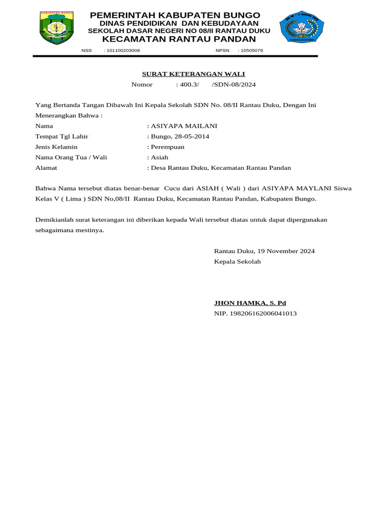 Surat Keterangan Siswa | PDF