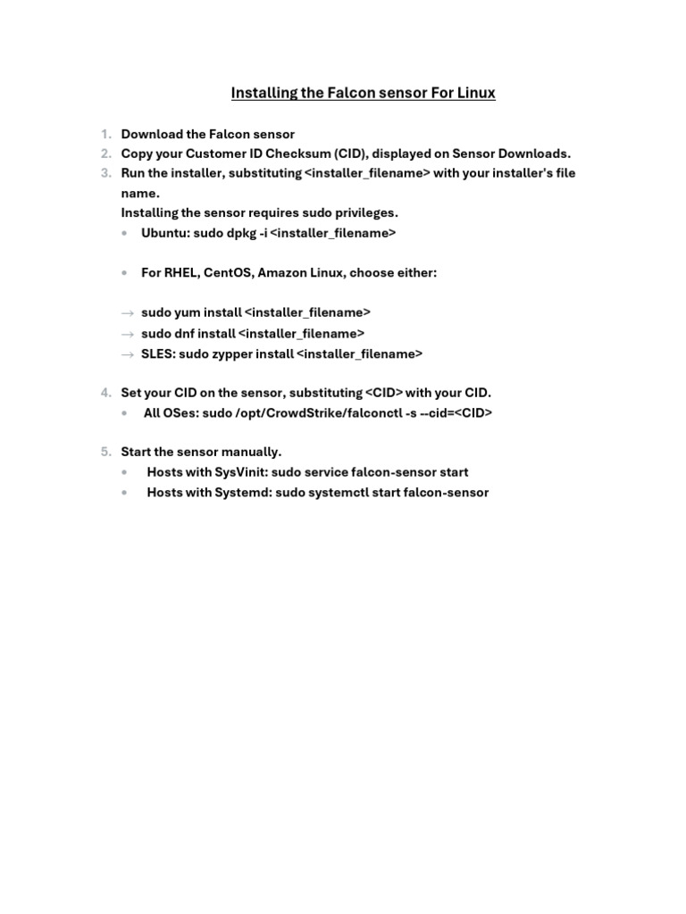 Falcon Sensor For Linux | PDF