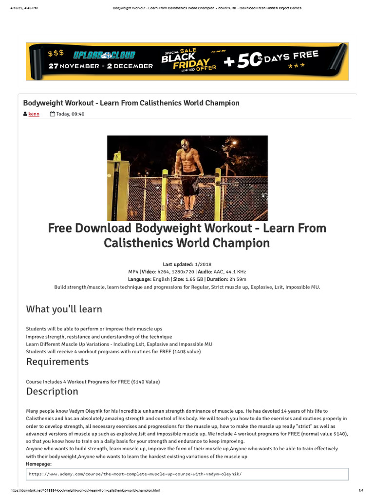 Bodyweight Workout - Learn From Calisthenics World Champion DownTURK ...