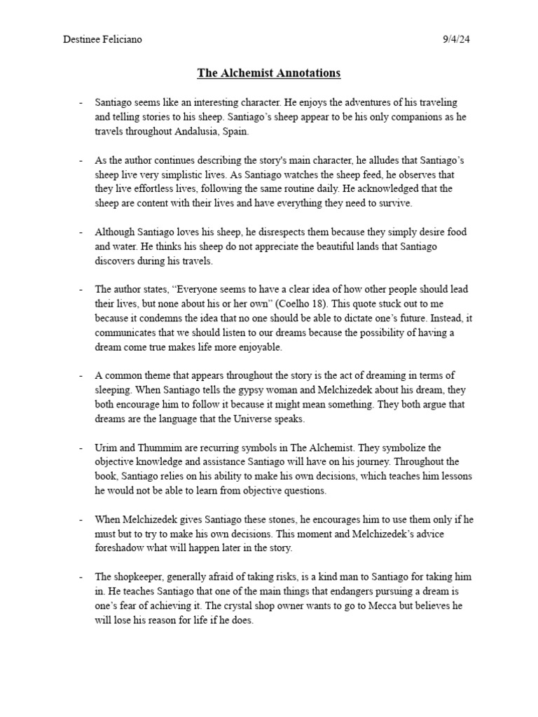 The Alchemist Annotations | PDF