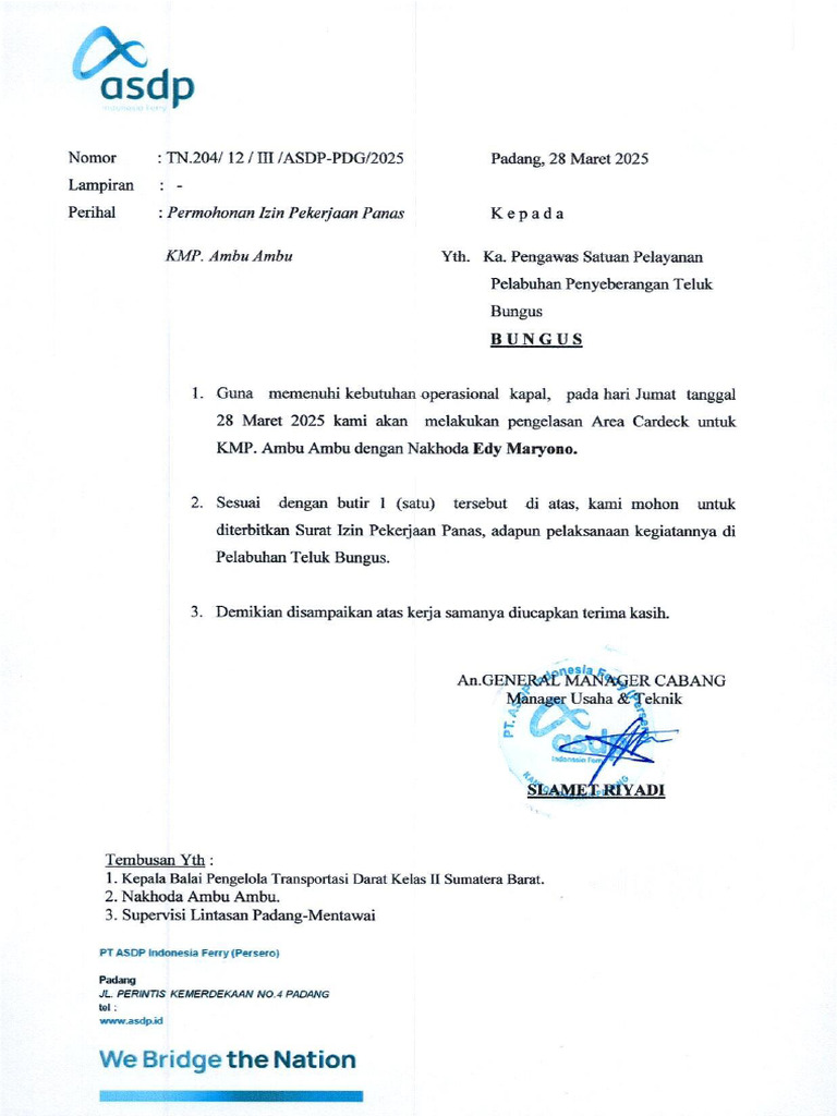 Izin Panas KMP. Ambu Ambu - 0001 | PDF