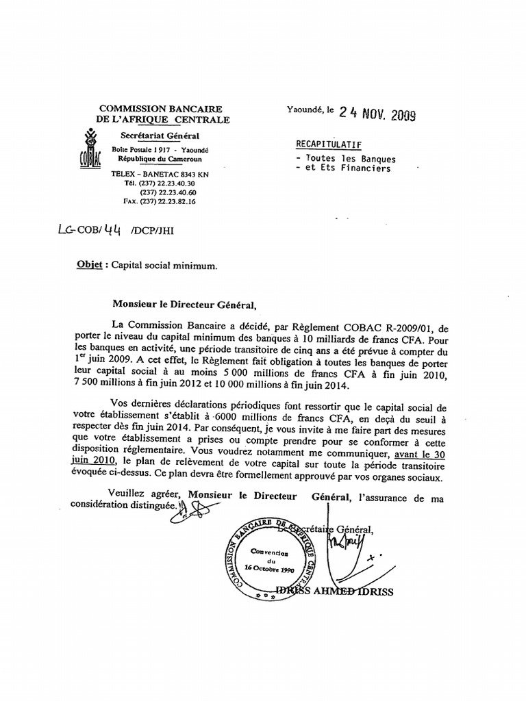 Lc-cob-44-Dcp-jhi Capital Social Minimum Du 24 Novembre 2009 | PDF