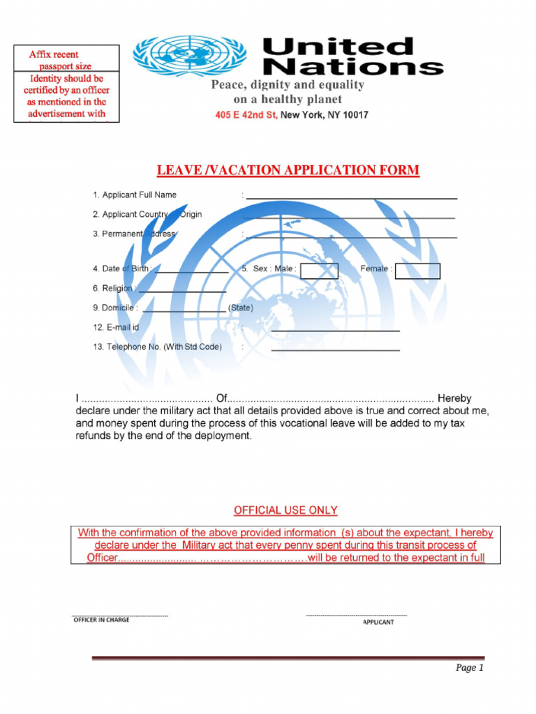 Leave Application Form - 1 | PDF