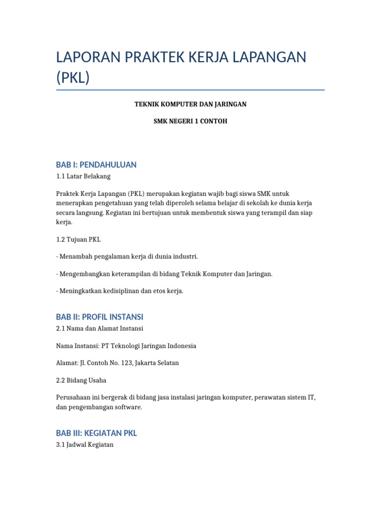 Laporan PKL TKJ | PDF