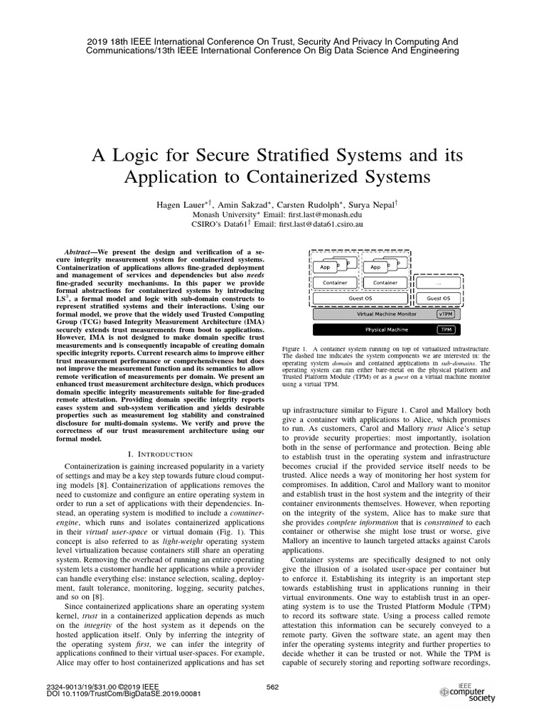 A Logic For Secure Stratified Systems and Its Application To Containerized Systems | PDF ...