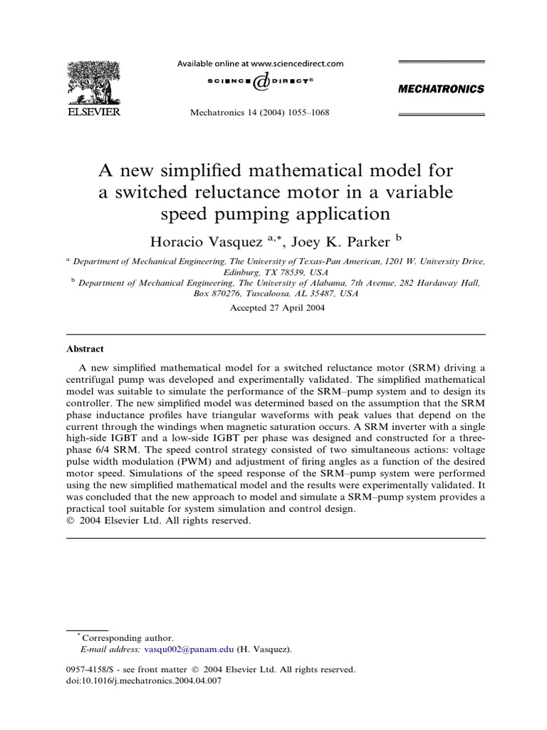 A New Simplified Mathematical Model For | PDF | Electric Motor ...