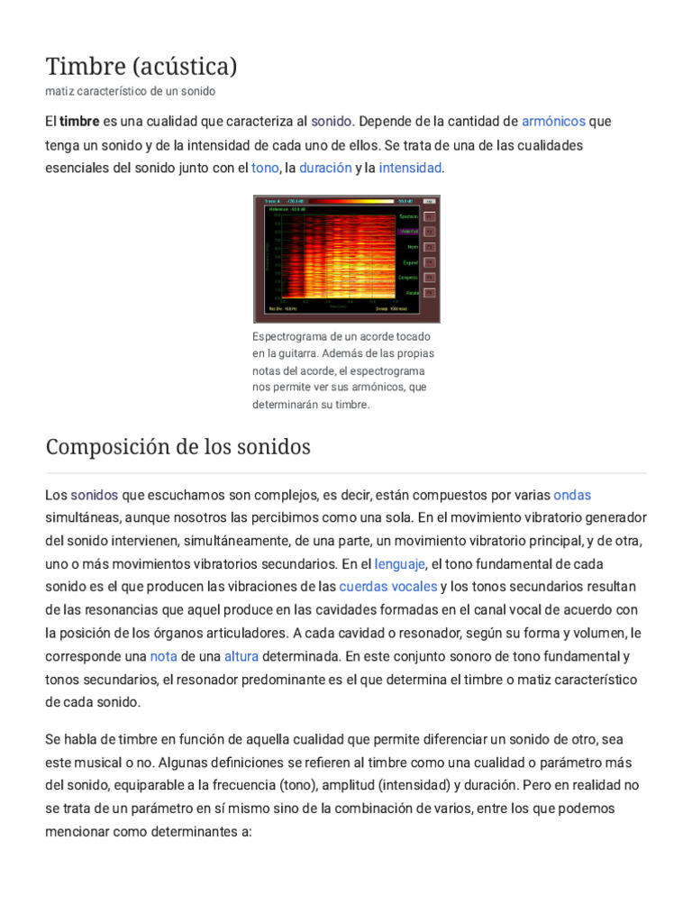 Timbre (Acústica) - Wikipedia, La Enciclopedia Libre | PDF | Sonido ...