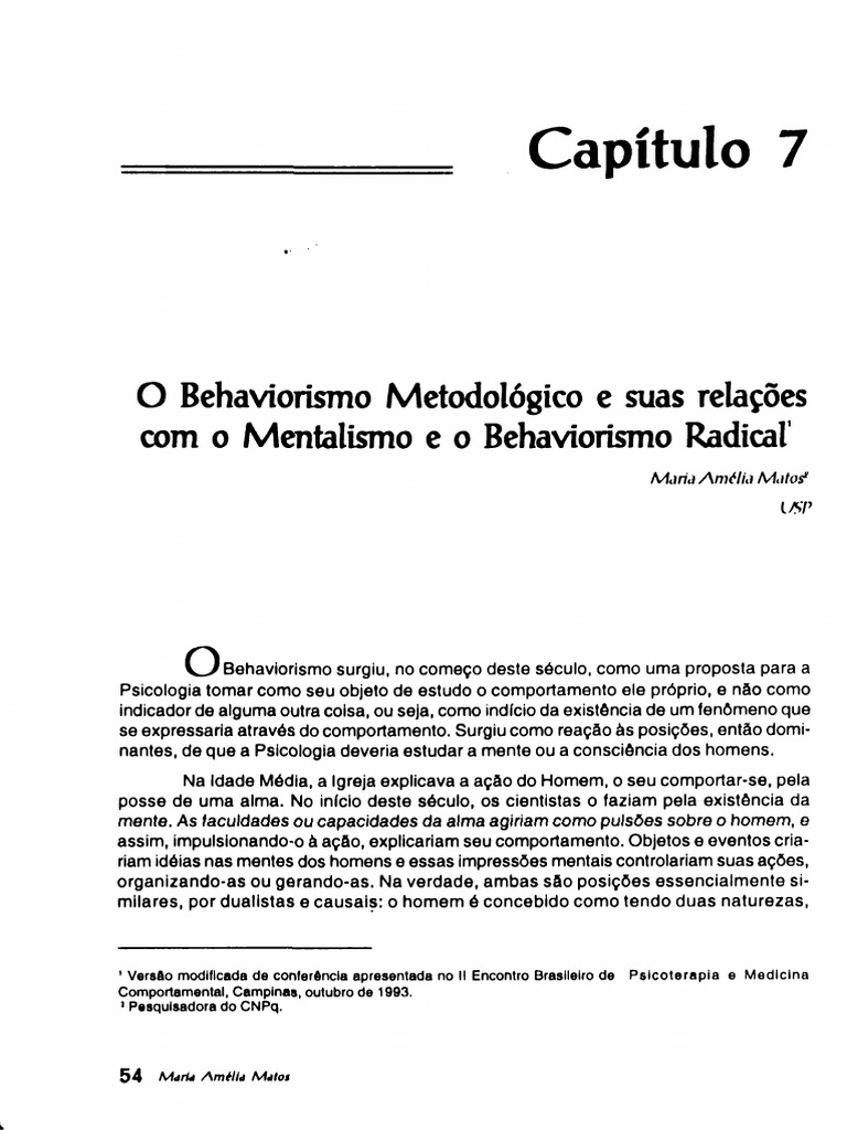 Cap+7+O+Behaviorismo+Metodol%C3%B3gico+e+Suas+Rela%C3%A7%C3%B5es+Com+o ...