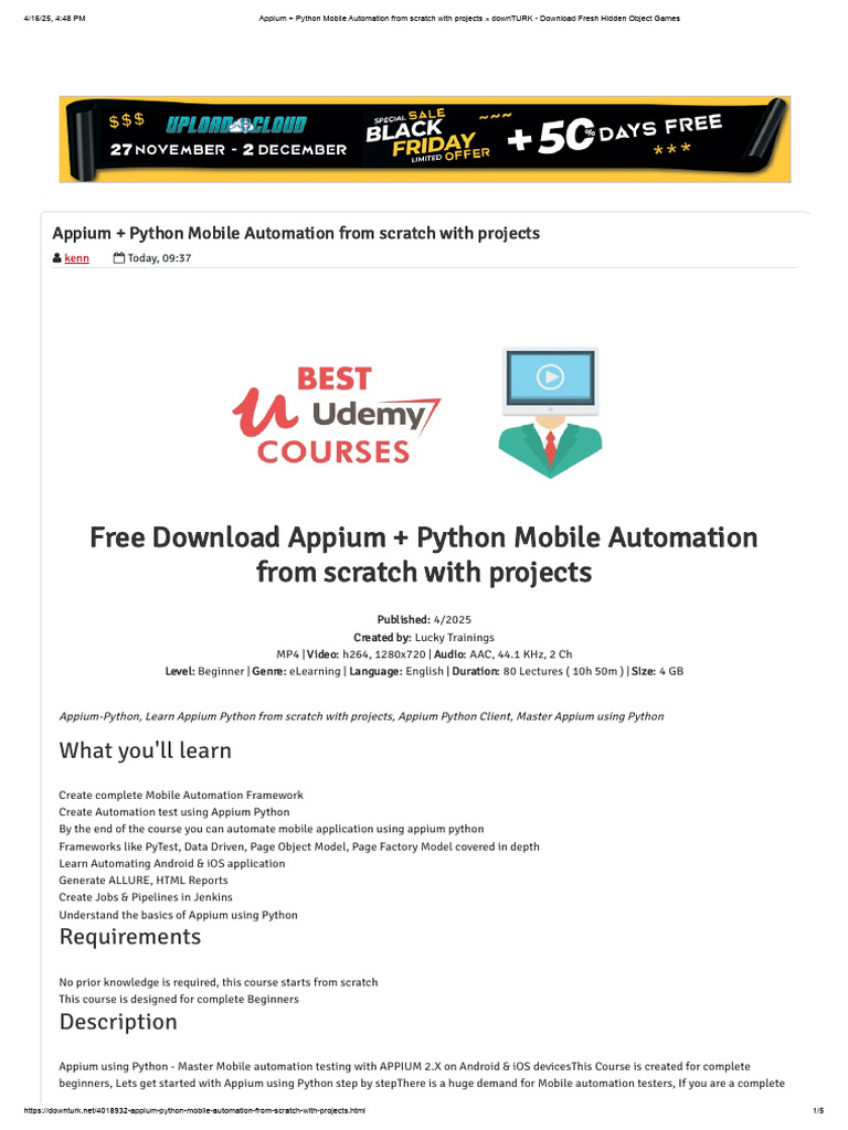 Appium + Python Mobile Automation From Scratch With Projects downTURK ...