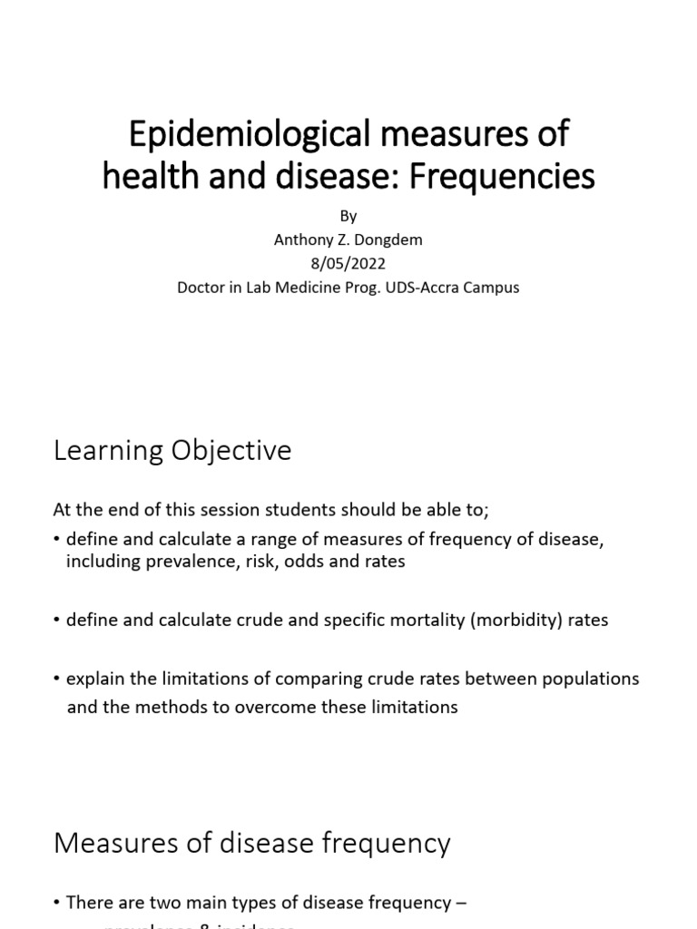 Lecture 4 Epidemiological Measure Frequency | PDF | Incidence ...