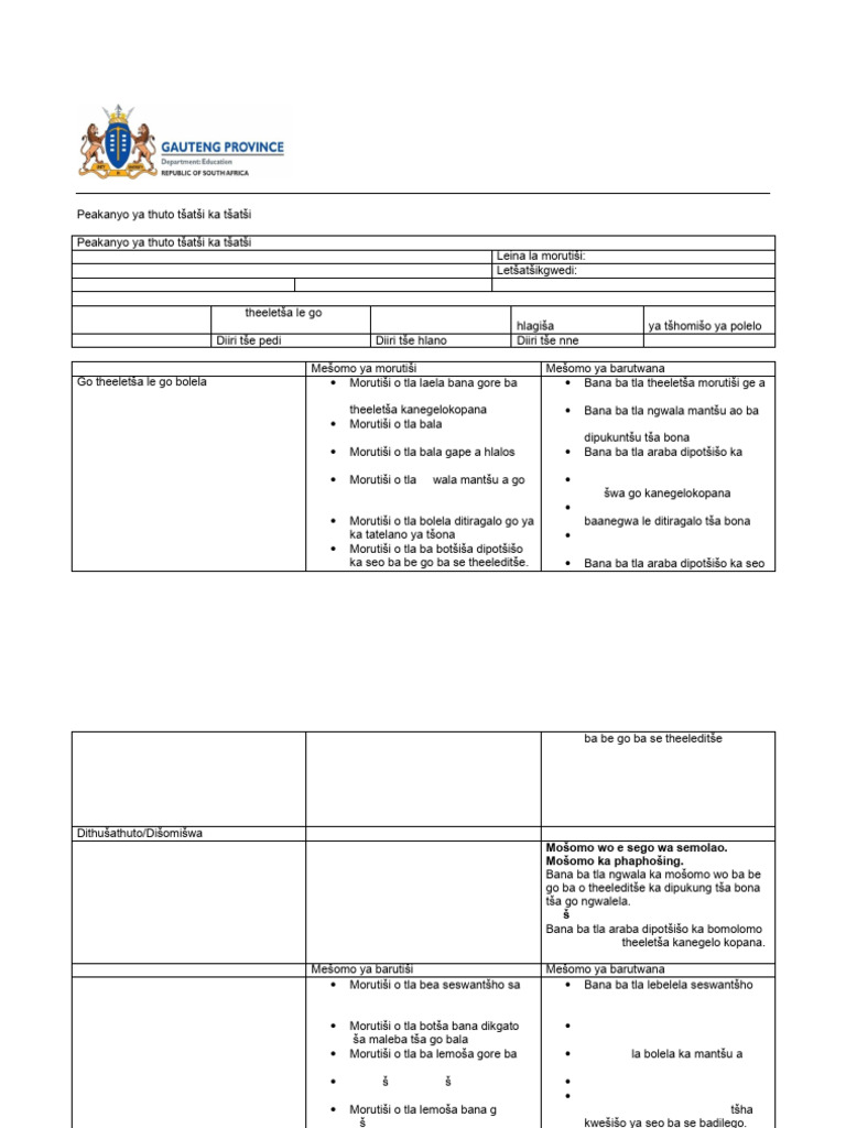 Sepedi GR 4 Week 1-2 | PDF