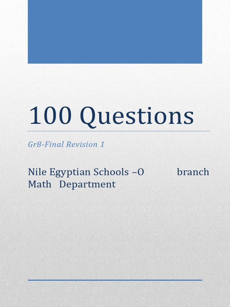 1-Gr8 - Final Revision 1 (100 Questions) | PDF