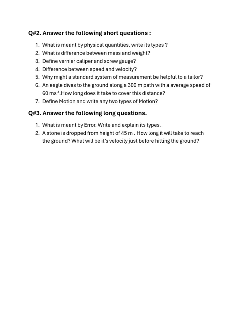 Q#2. Answer The Following Short Questions | PDF