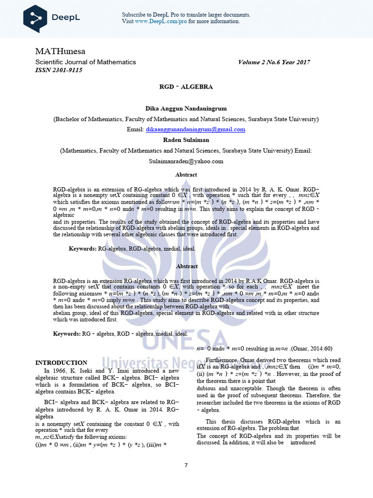 Jurnal Rgd-Aljabar-0ad4f067 en | PDF | Group (Mathematics) | Abstract Algebra