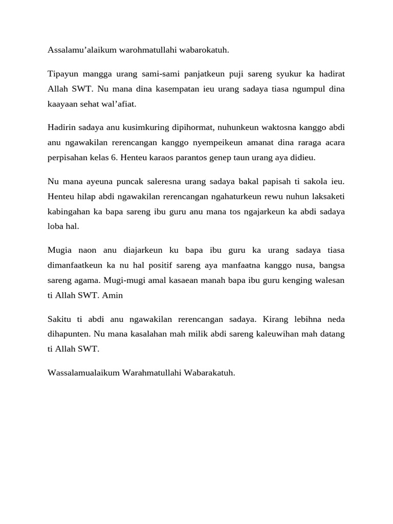 Pidato Sunda Kelas 6 | PDF