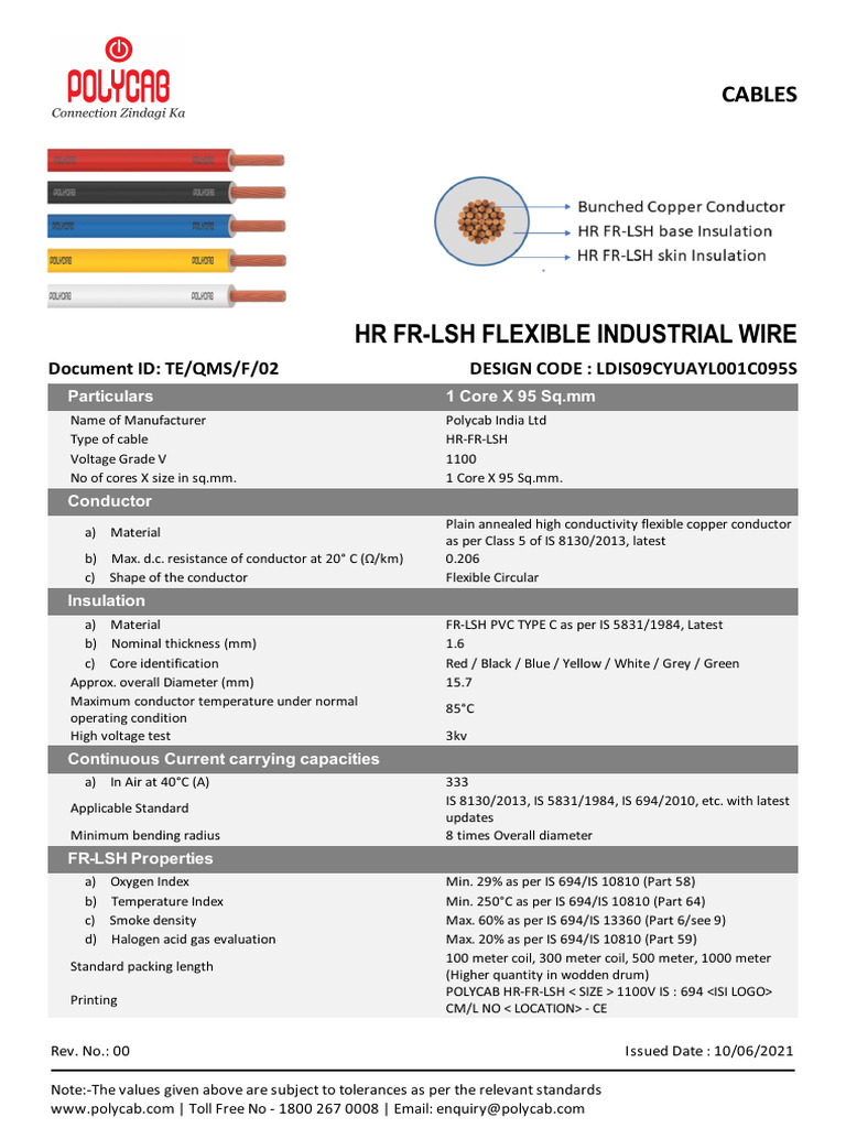BOQ 3.3 - 1C X 95 SQMM Flexible Cable Polycab | PDF | Electrical Conductor | Building Engineering