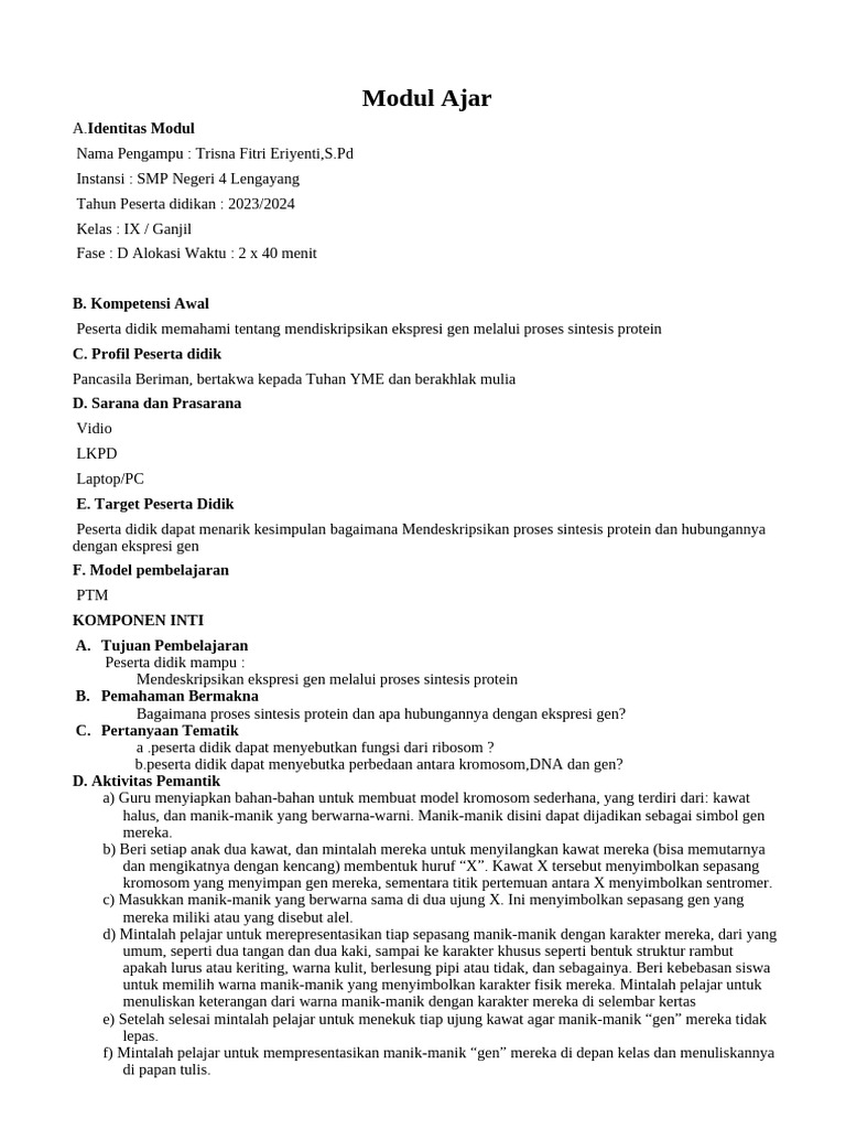 Modu Ajar Kelas 9 SMTR 1 | PDF