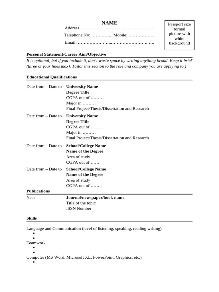 Comprehensive CV Template Guide | PDF | Thesis | Computing