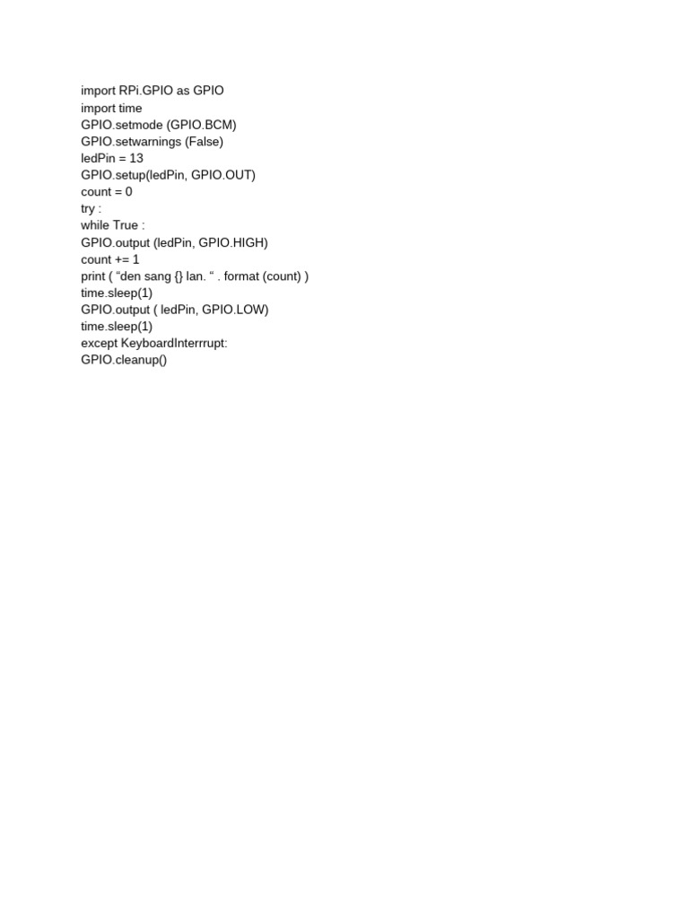 Raspberry Pi LED Blink Script | PDF