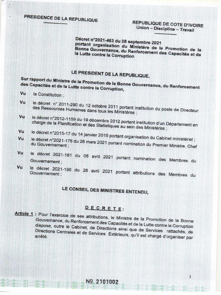 Decret Organisation MJDH | PDF