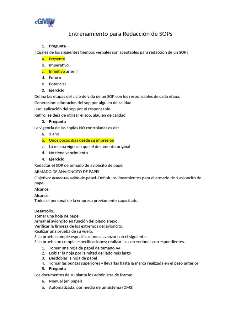 Redaccion de SOPs | PDF