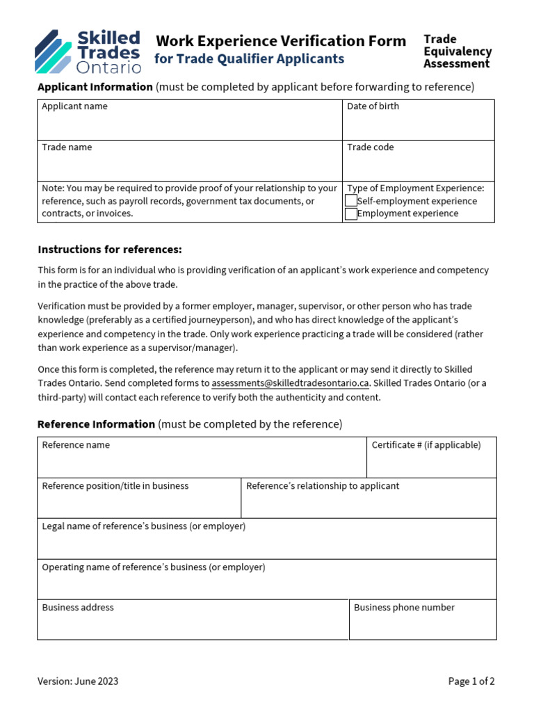 6 STO TQ TEA Work Experience | PDF | Journeyman | Signature