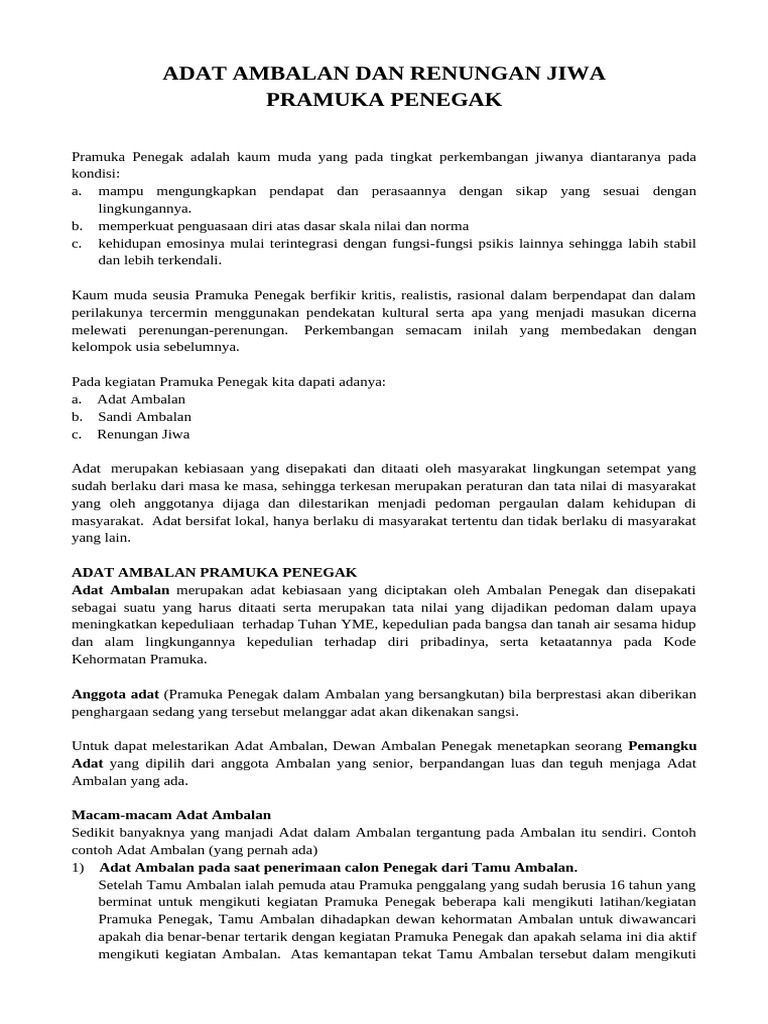Adat, Renungan Dan Sandi Ambalan | PDF