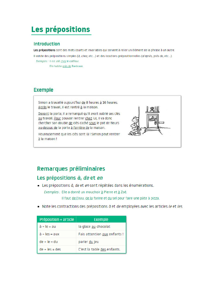 Les Prépositions | PDF