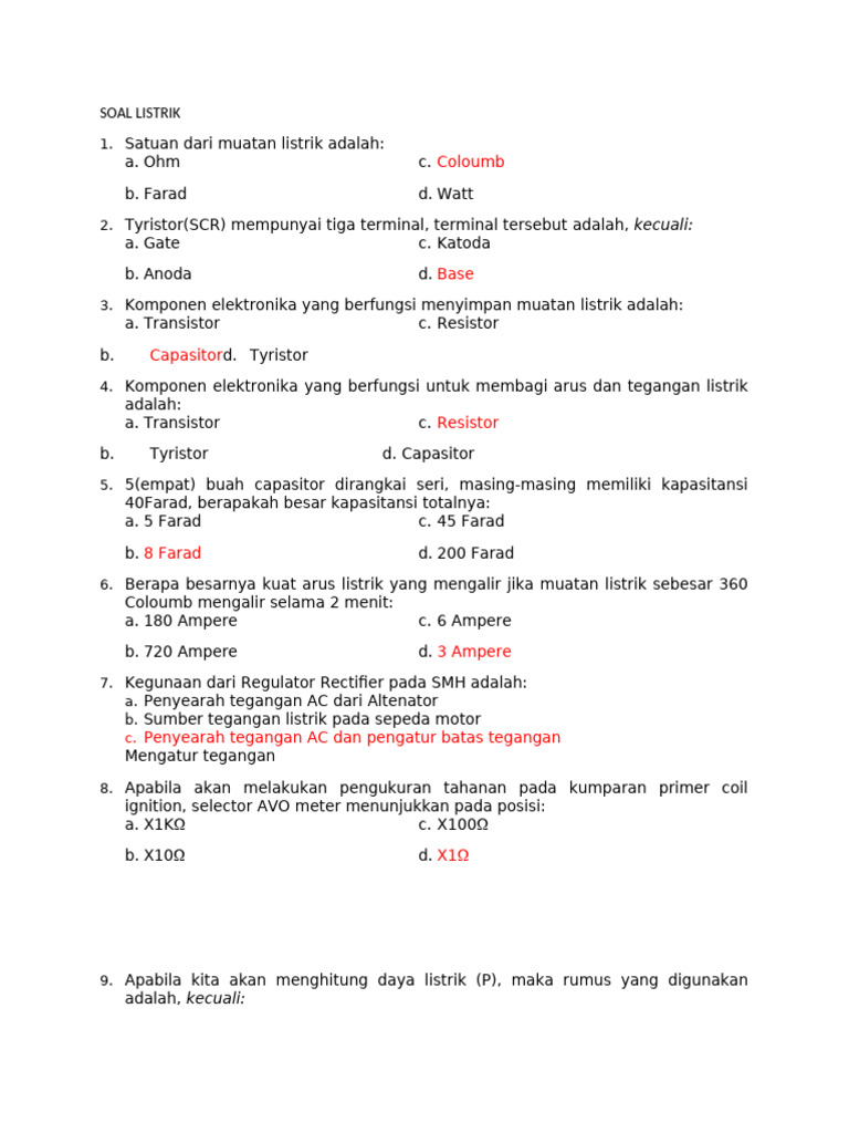 Latihan Soal Teori TBSM | PDF