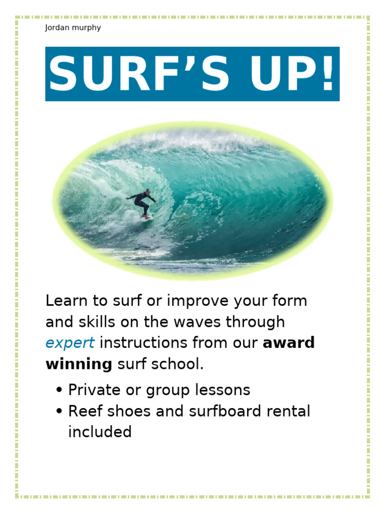 Surf Lessons at Surf's Up School | PDF