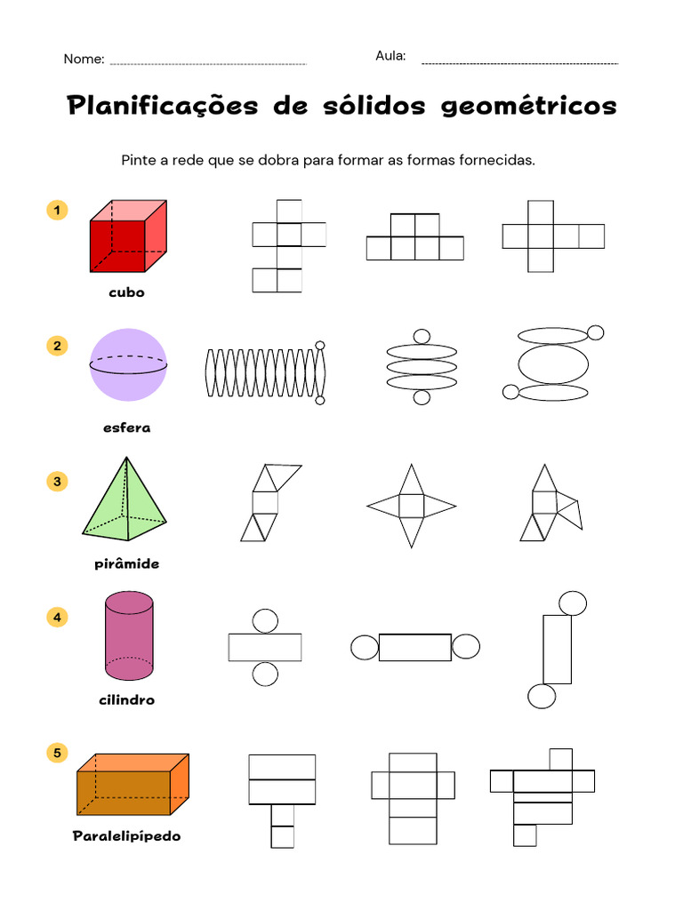 Ficha Matematica 5 6 Ano Planificacao Solidos Geometricos | PDF