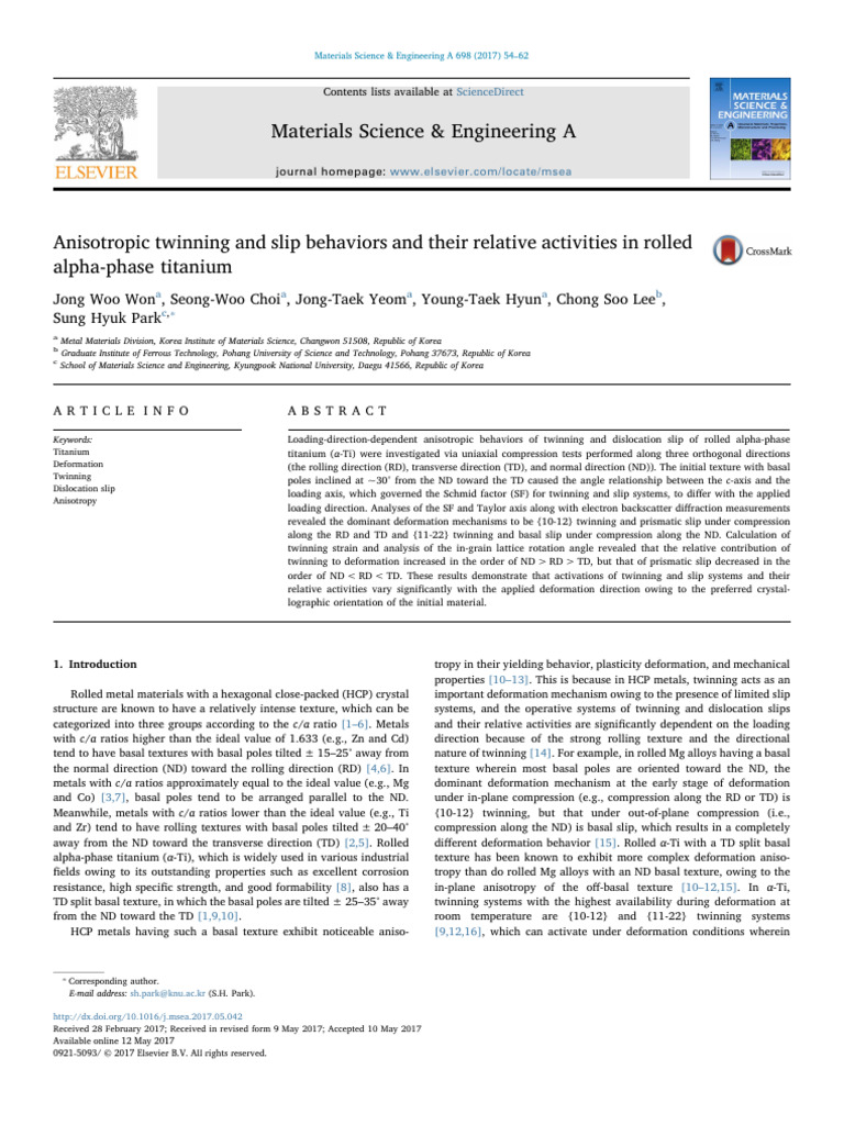 2017 Anisotropic Twinning and Slip Behaviors and Their Relative ...