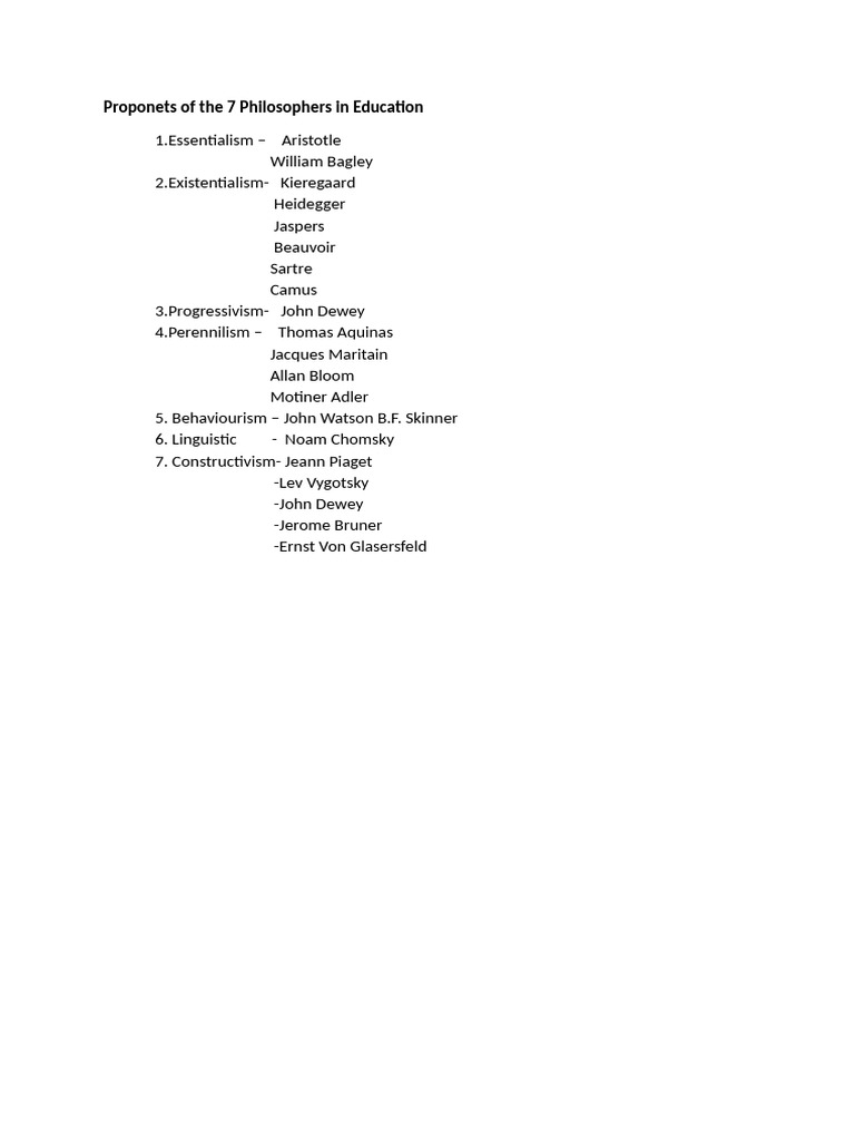 Philosophers in Education: Proponents | PDF