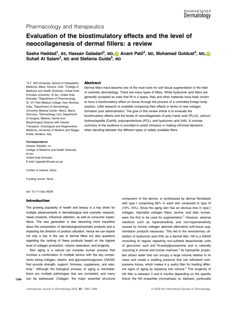 Biostimulatory Effects of Dermal Fillers | PDF | Collagen ...