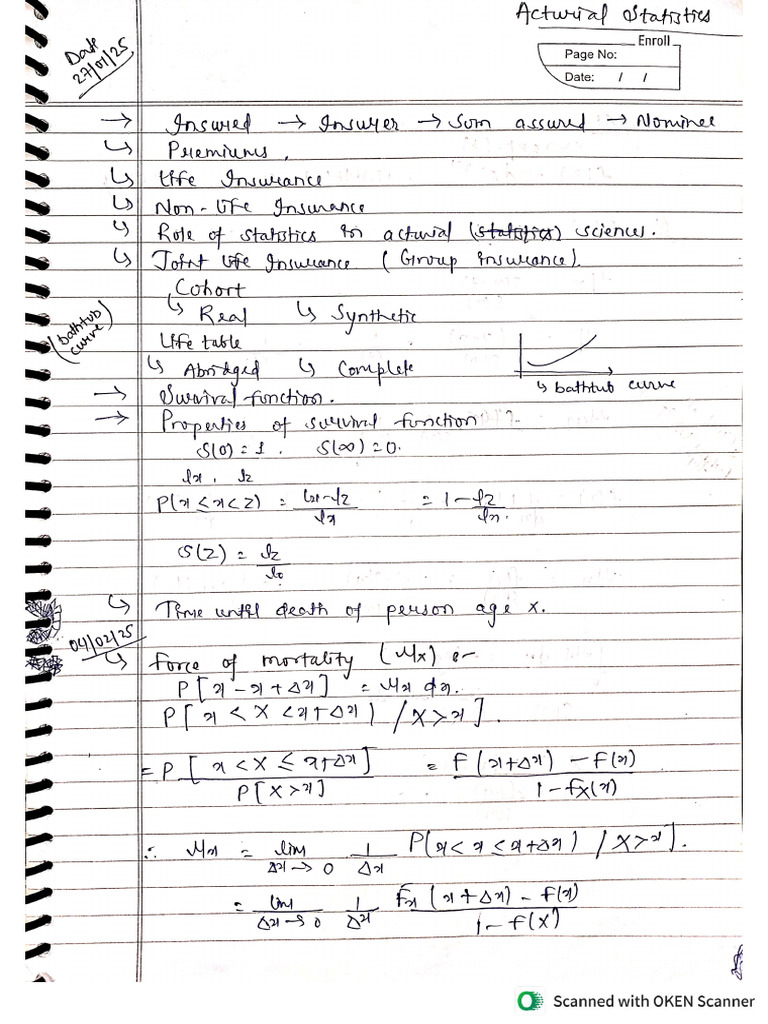 Actuarial Statistics_class notes | PDF