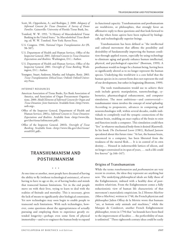 Transhumanism and Posthumanism: Internet Resources | PDF ...