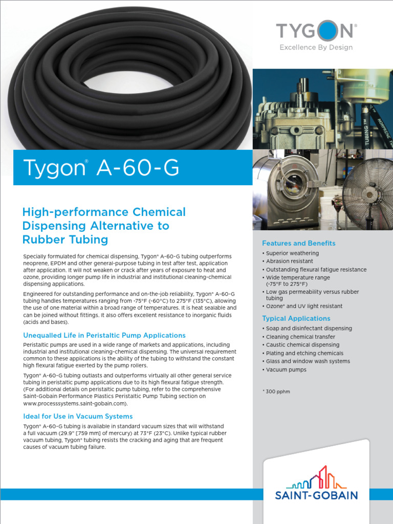 Tygon A 60 G High Performance Chemical Dispensing Tubing | PDF | Pump ...