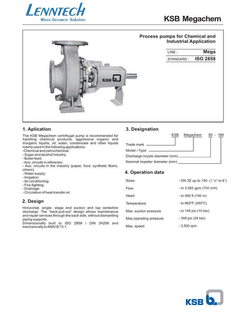 KSB Megachem Centrifugal Pump Manual | PDF | Bearing (Mechanical) | Pump