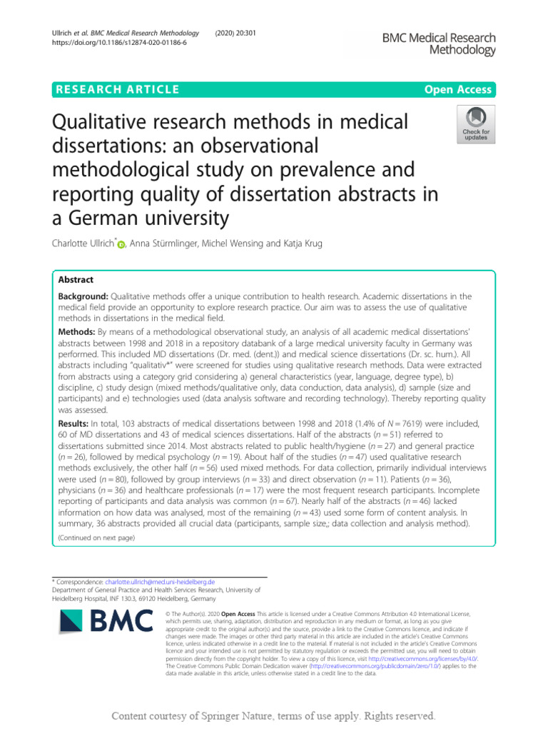 Qualitative Research Methods in Medical Dissertati | PDF | Methodology ...